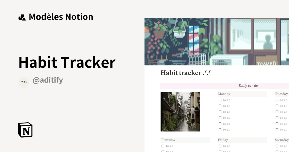 Modèle Habit Tracker | Marketplace Notion