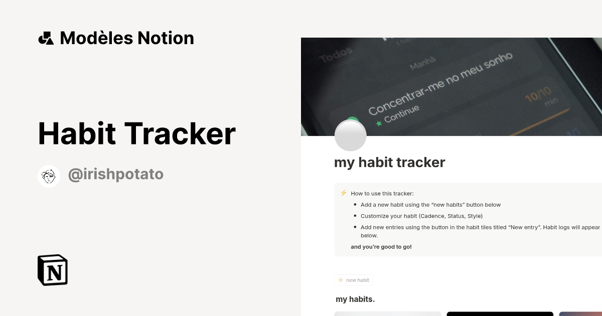 Habit Tracker | Modèle créé par matt. | Marketplace Notion