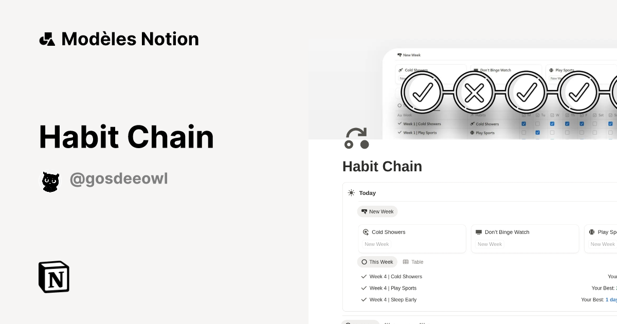 Modèle Habit Chain | Marketplace Notion