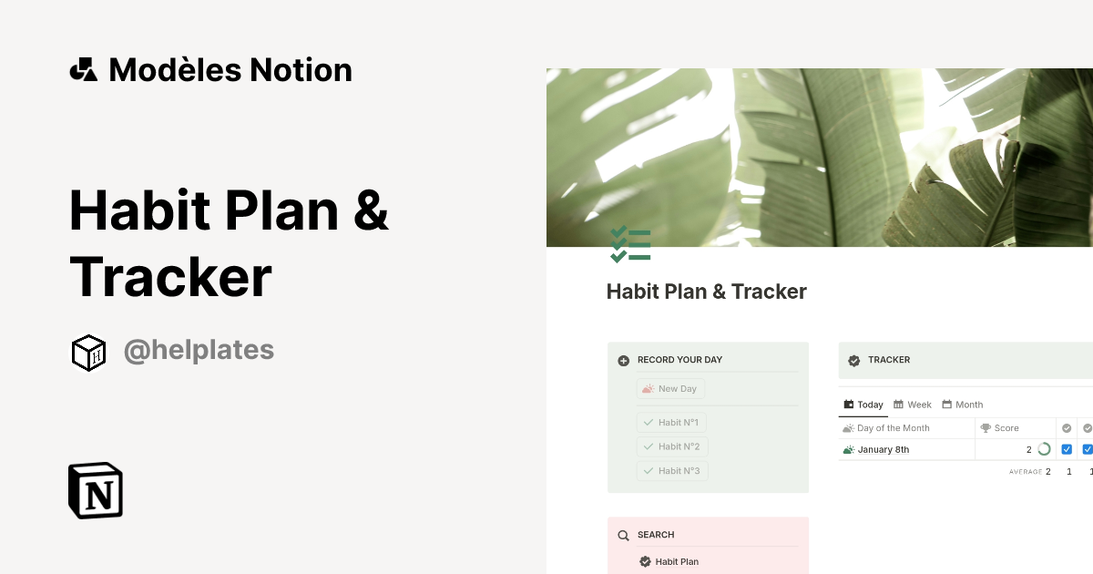 Modèle Habit Plan & Tracker | Marketplace Notion