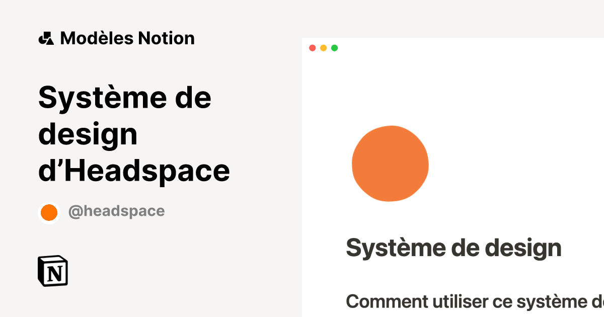 Modèle Système de design d’Headspace | Marketplace Notion