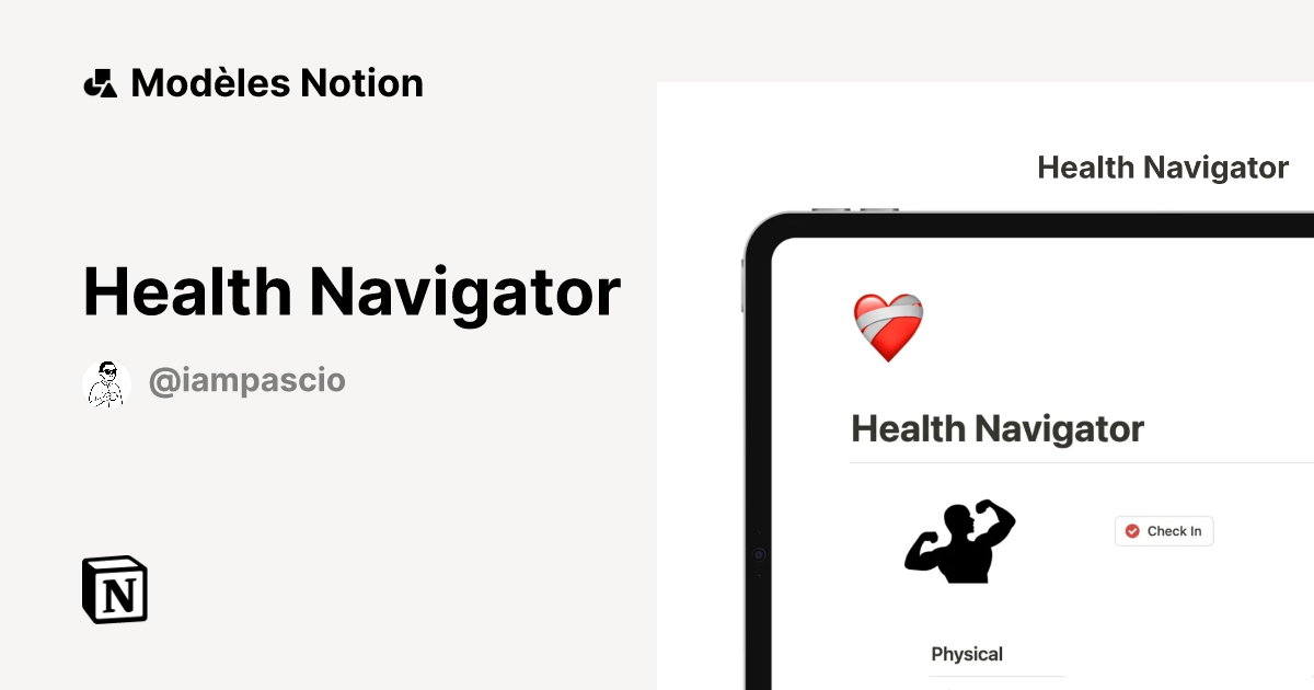 Modèle Health Navigator | Marketplace Notion