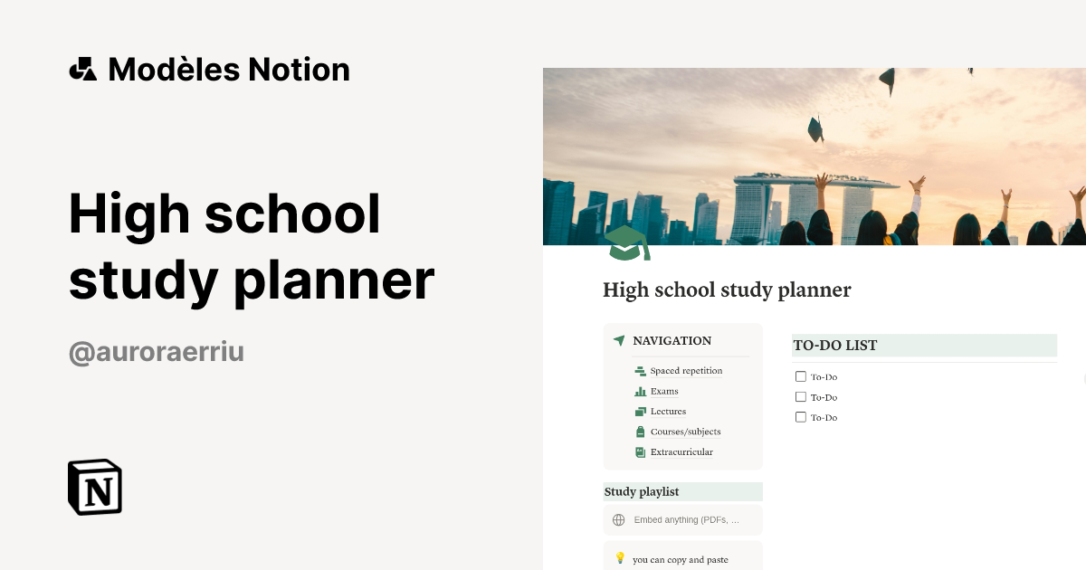 Modèle High school study planner | Marketplace Notion