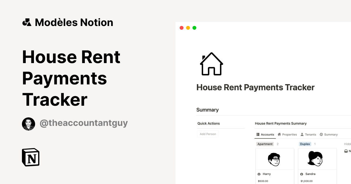 House Rent Payments Tracker | Modèle créé par theaccountantguy ...