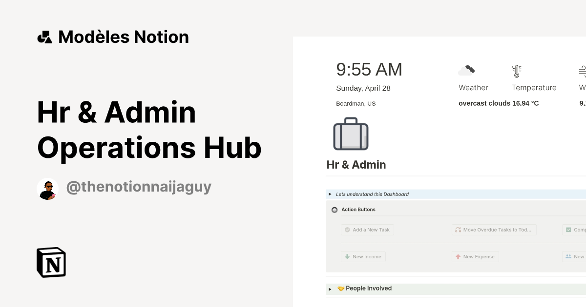 Modèle Hr & Admin Operations Hub | Marketplace Notion