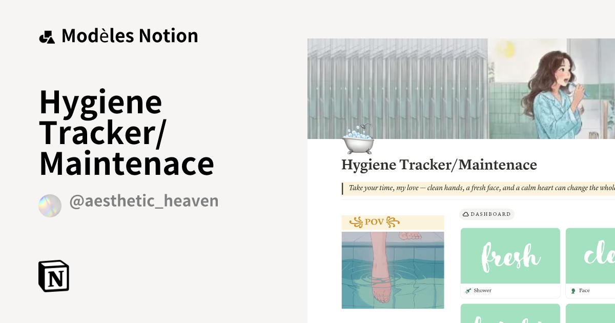 Modèle Hygiene Tracker/Maintenace | Marketplace Notion