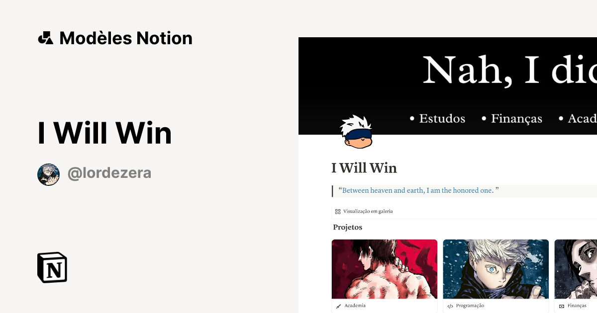 I Will Win | Modèle créé par Lordezera | Marketplace Notion