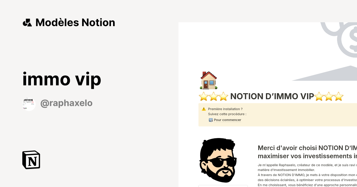 Modèle immo vip | Marketplace Notion