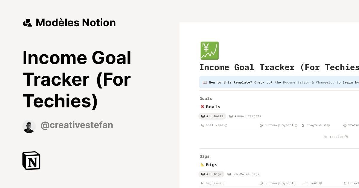 Income Goal Tracker (For Techies) | Modèle créé par Stefan J ...