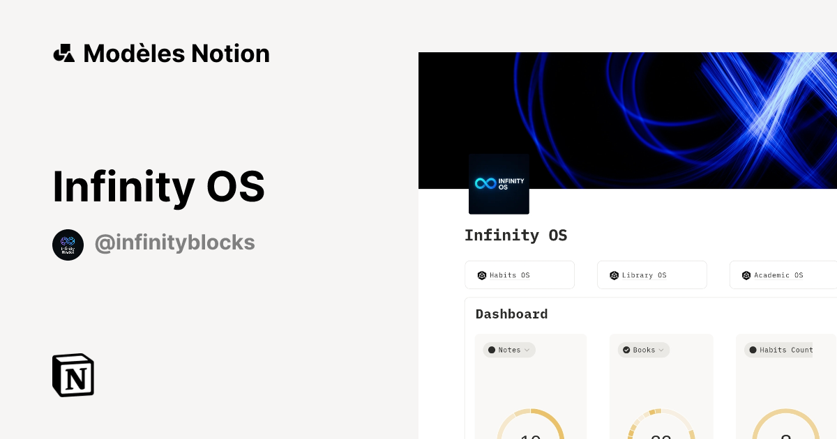 Infinity OS | Modèle créé par Infinity Blocks | Marketplace Notion