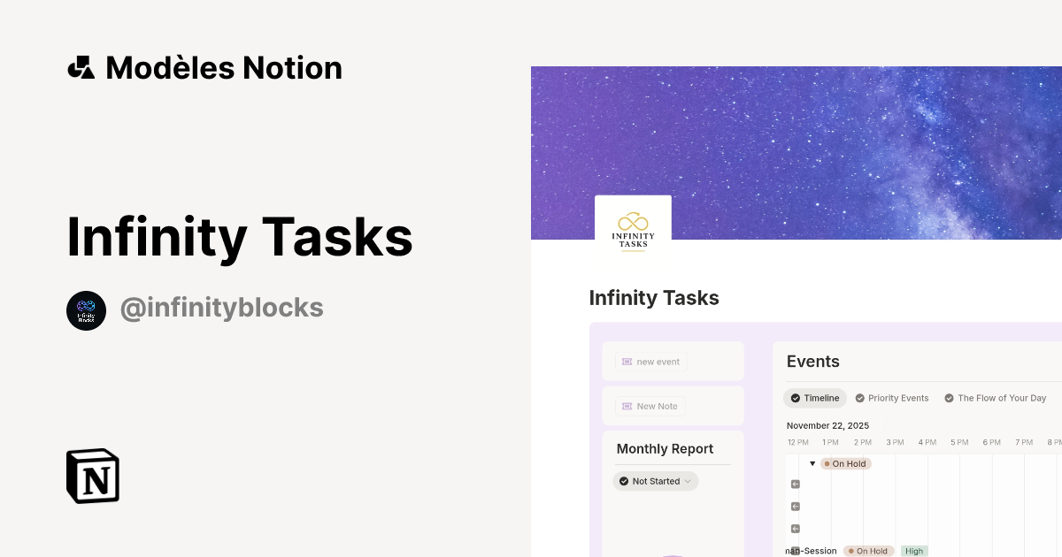 Modèle Infinity Tasks | Marketplace Notion