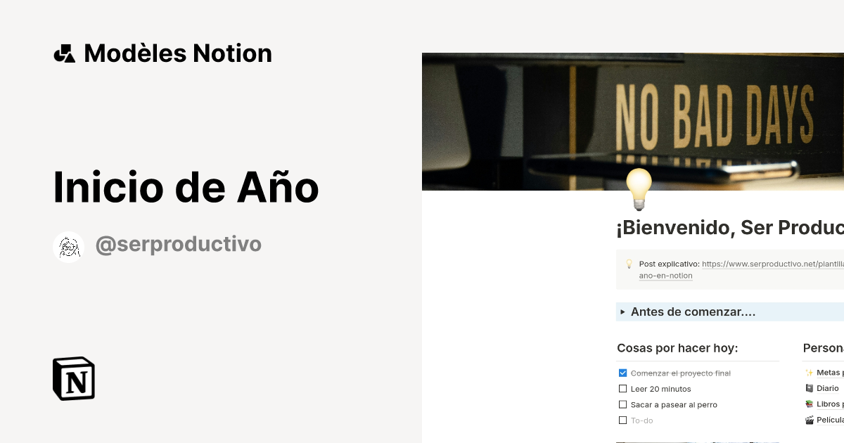 Modèle Inicio de Año | Marketplace Notion