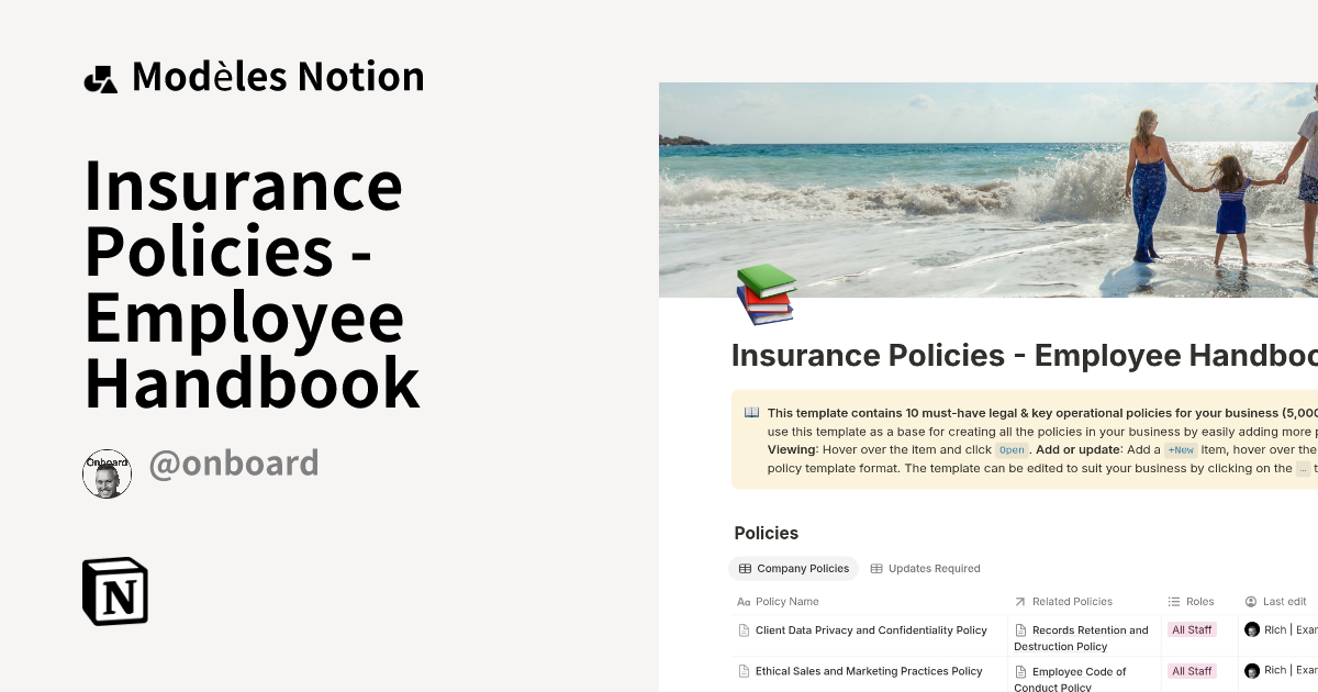 Insurance Policies - Employee Handbook | Modèle créé par Policy ...