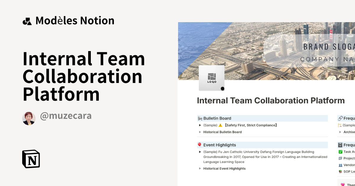 Modèle Internal Team Collaboration Platform | Marketplace Notion
