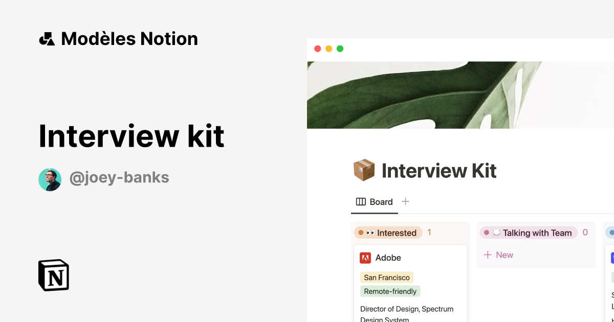 Modèle Interview kit | Marketplace Notion