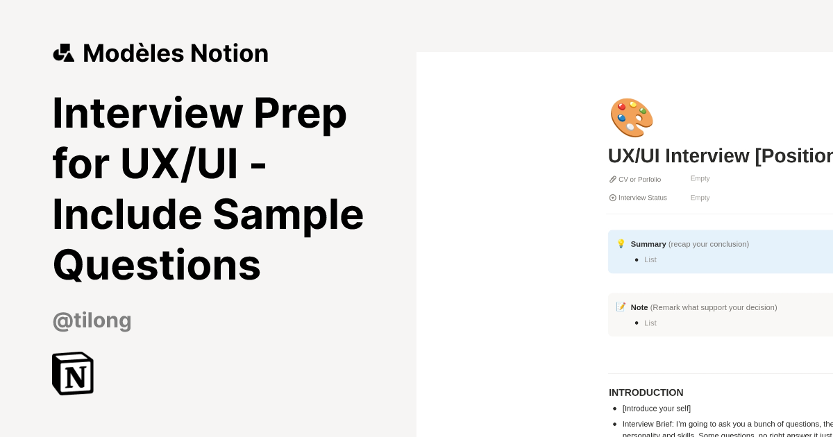 Modèle Interview Prep for UX/UI - Include Sample Questions ...