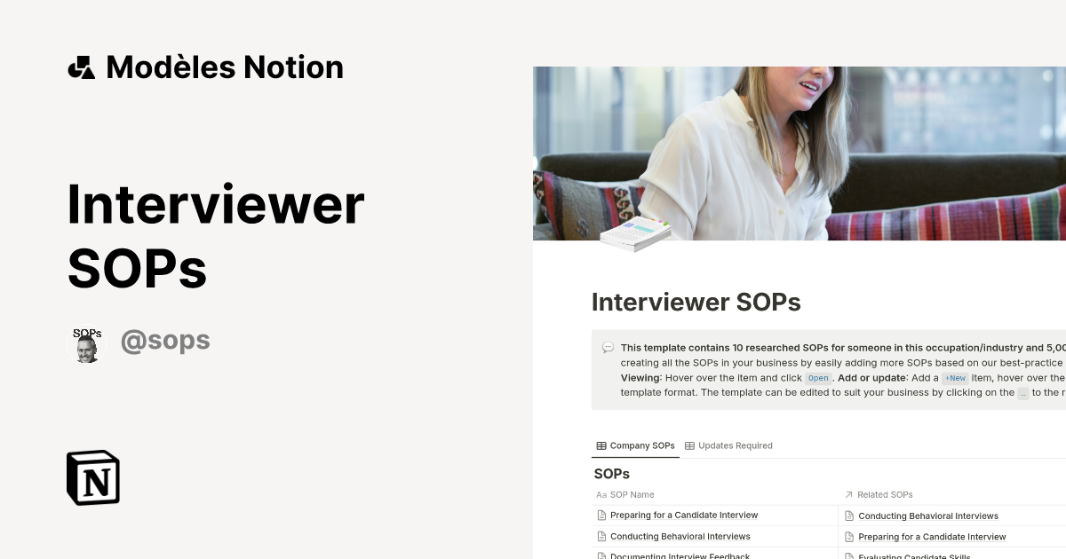 Modèle Interviewer SOPs | Marketplace Notion