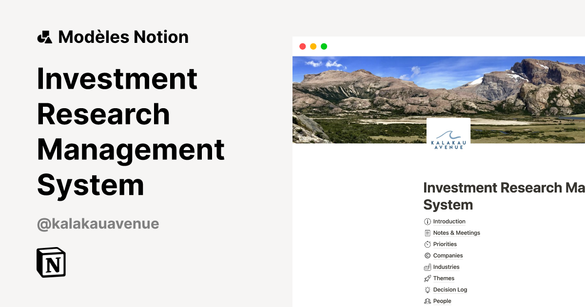 Modèle Investment Research Management System | Marketplace Notion