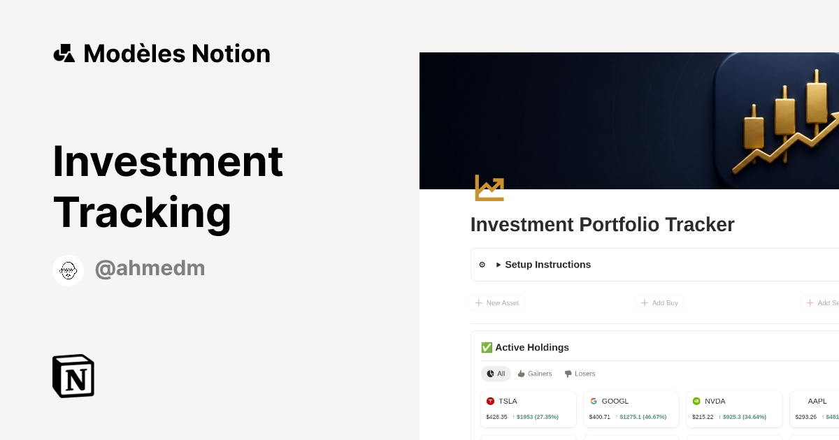 Modèle Investment Tracking | Marketplace Notion