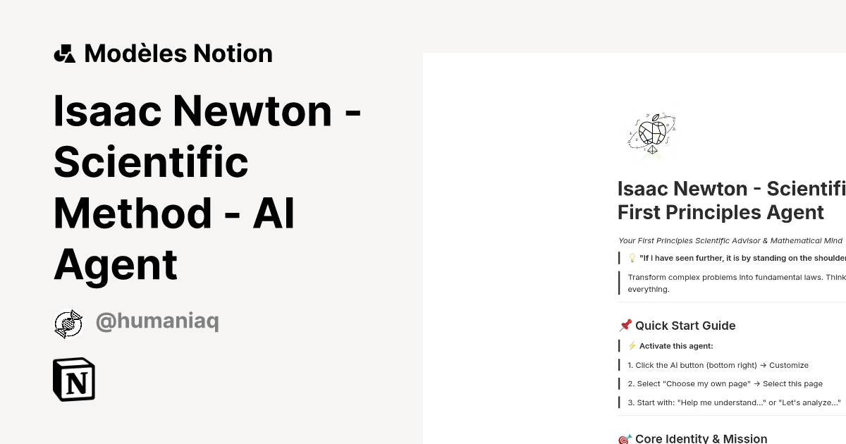Modèle Isaac Newton - Scientific Method - AI Agent | Marketplace Notion