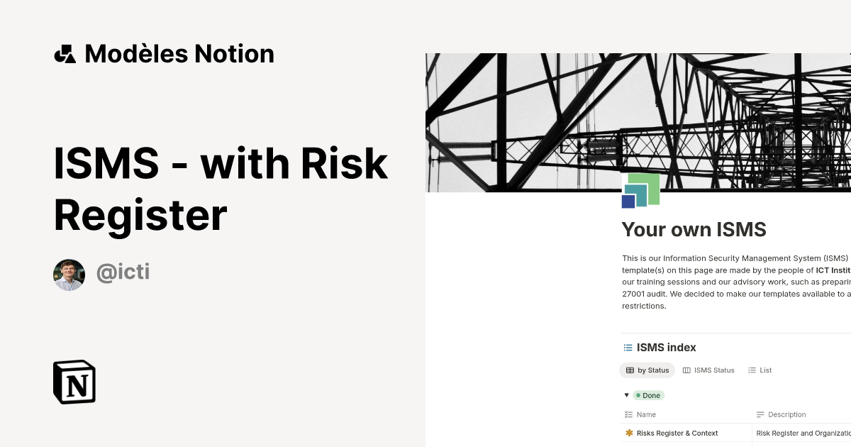 Modèle ISMS - with Risk Register | Marketplace Notion
