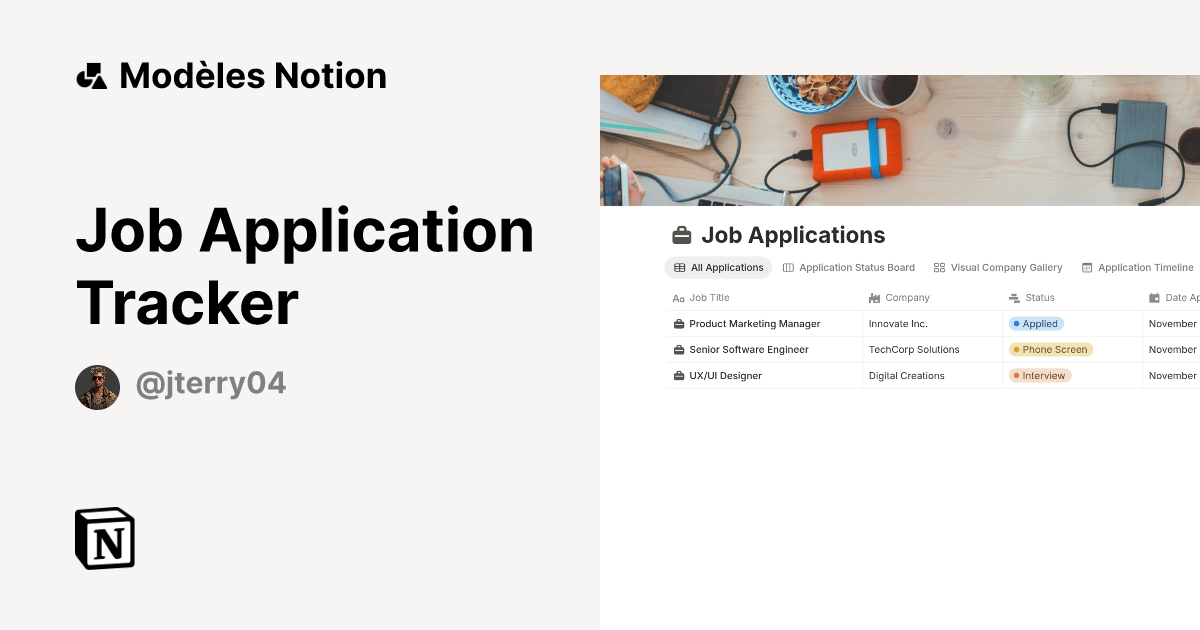 Modèle Job Application Tracker | Marketplace Notion