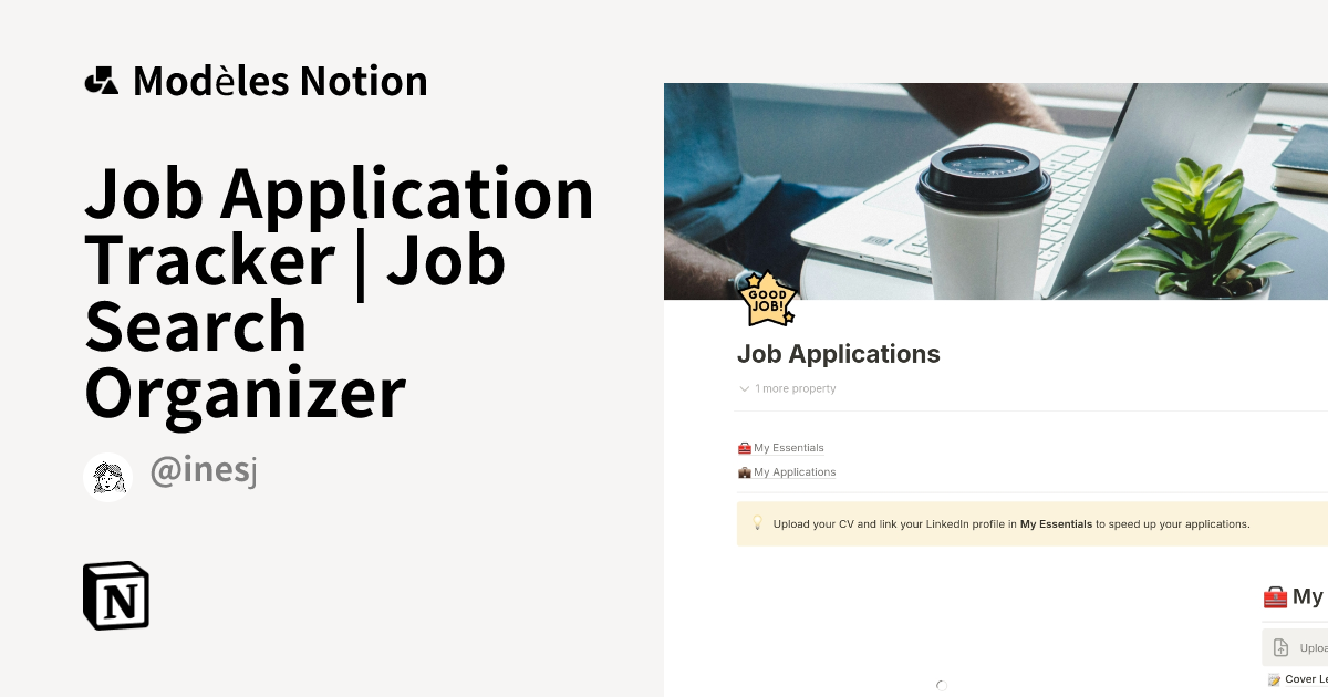 Job Application Tracker | Job Search Organizer | Modèle créé par Ines J ...