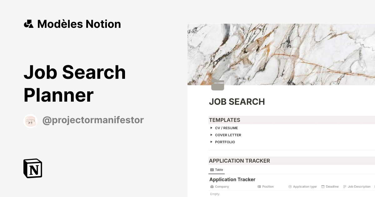 Job Search Planner | Modèle créé par Projector Manifestor | Marketplace ...