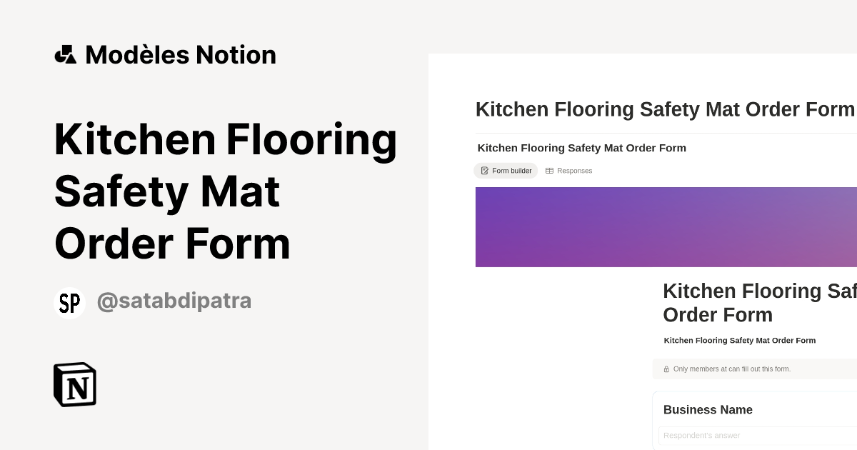 Kitchen Flooring Safety Mat Order Form | Modèle créé par Satabdi Patra ...