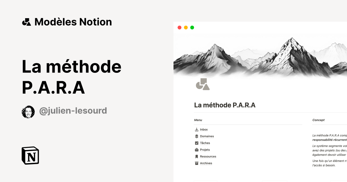 Modèle La méthode P.A.R.A | Marketplace Notion