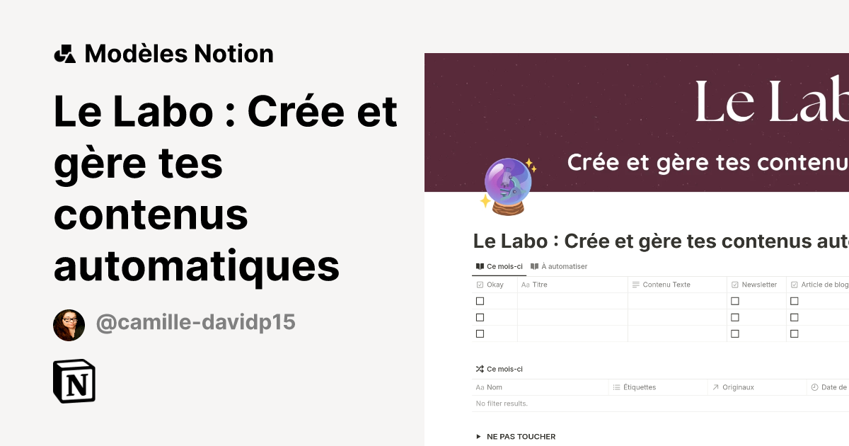 Modèle Le Labo : Crée et gère tes contenus automatiques | Marketplace ...