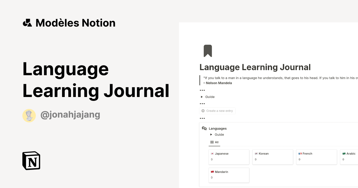 Language Learning Journal | Modèle créé par Jonah Jajang | Marketplace ...