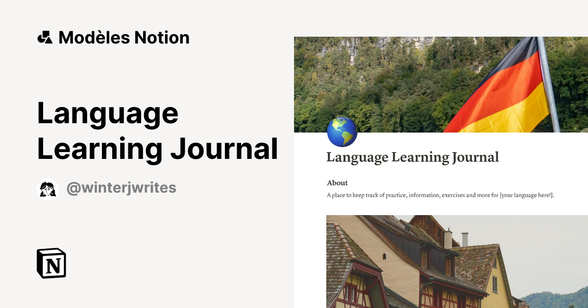 Modèle Language Learning Journal | Marketplace Notion