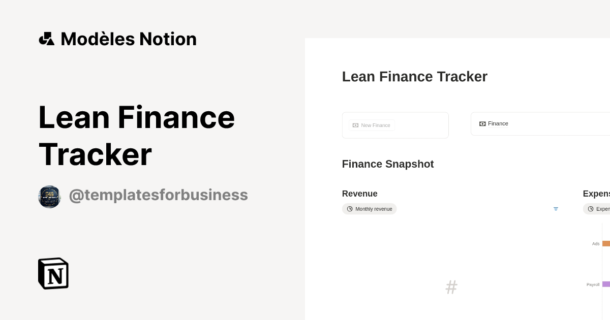 Modèle Lean Finance Tracker | Marketplace Notion