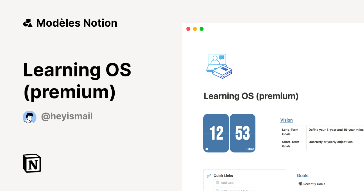Learning OS (premium) | Modèle créé par heyismail | Marketplace Notion