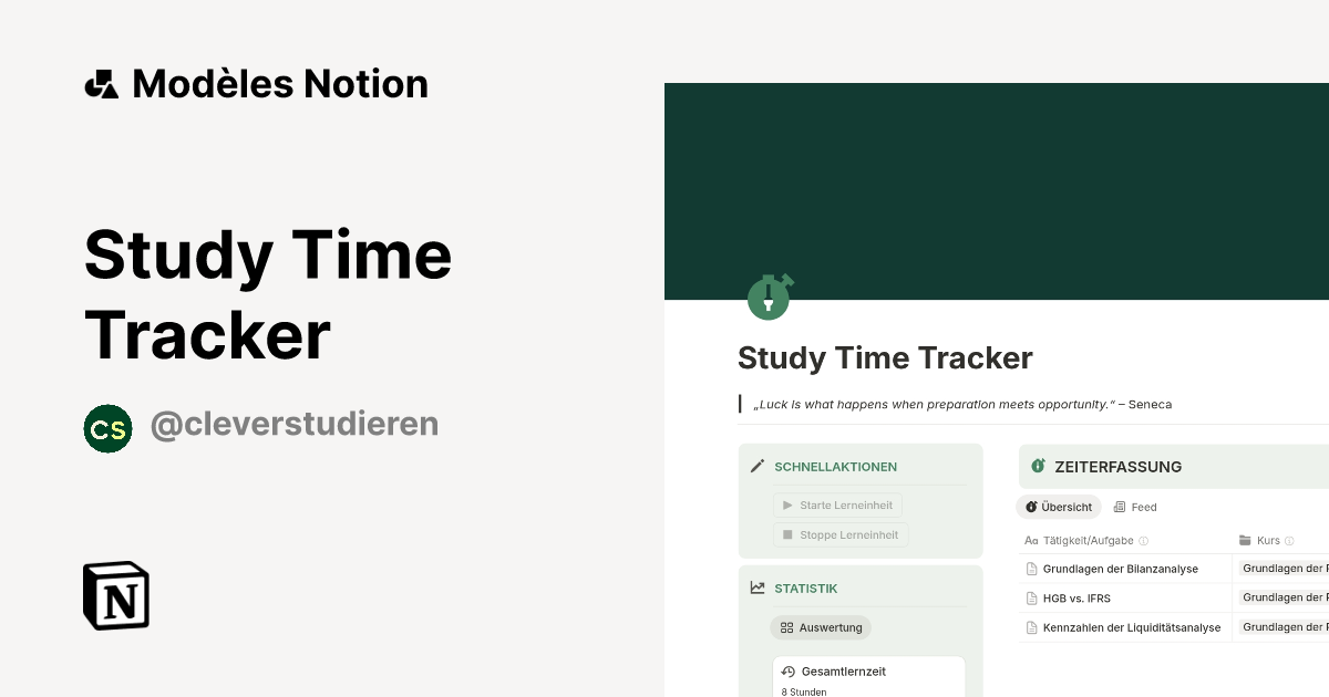 Modèle Study Time Tracker | Marketplace Notion