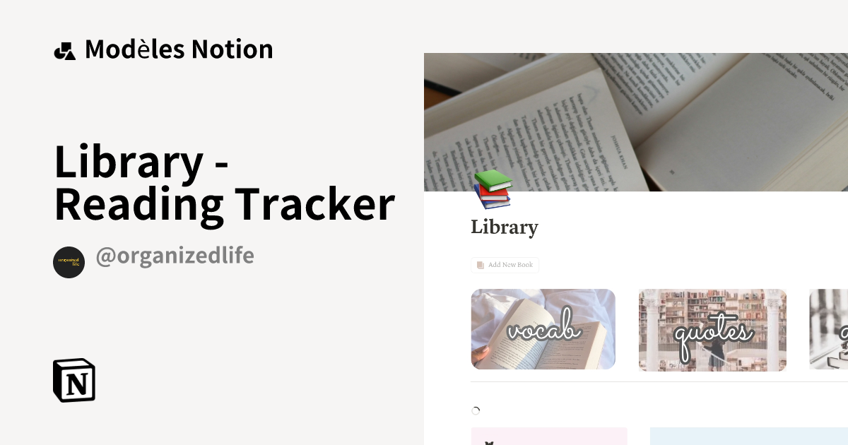 Modèle Library - Reading Tracker | Marketplace Notion