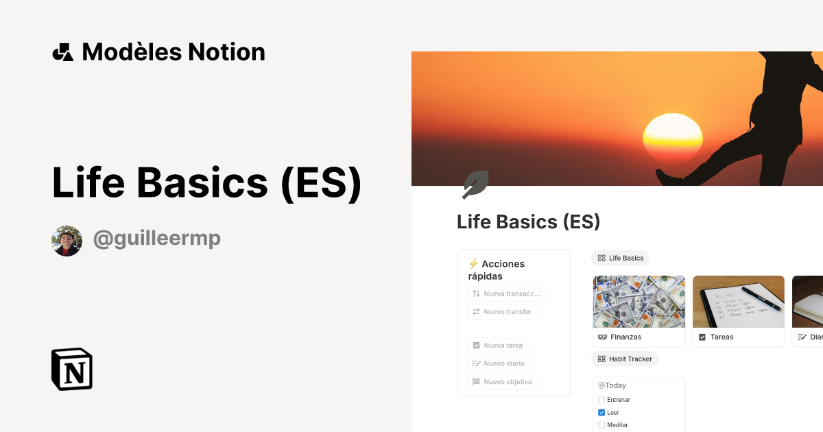 Modèle Life Basics (ES) | Marketplace Notion