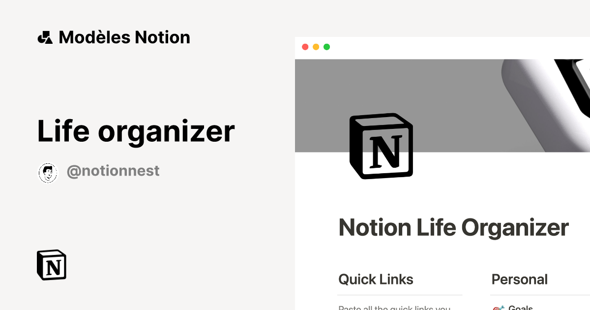 Modèle Life organizer | Marketplace Notion