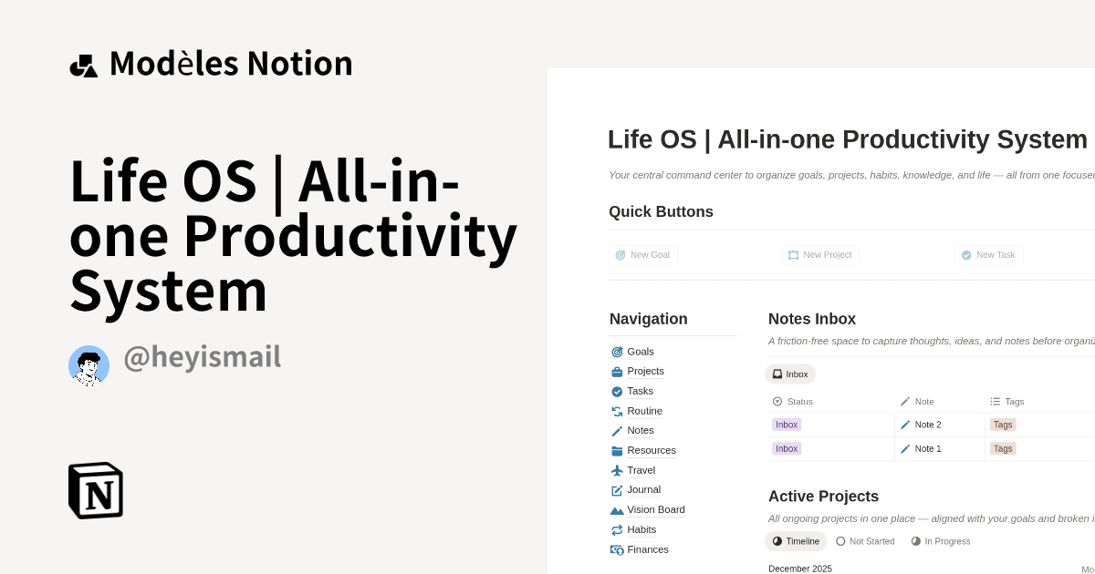 Life OS | All-in-one Productivity System | Modèle créé par heyismail ...