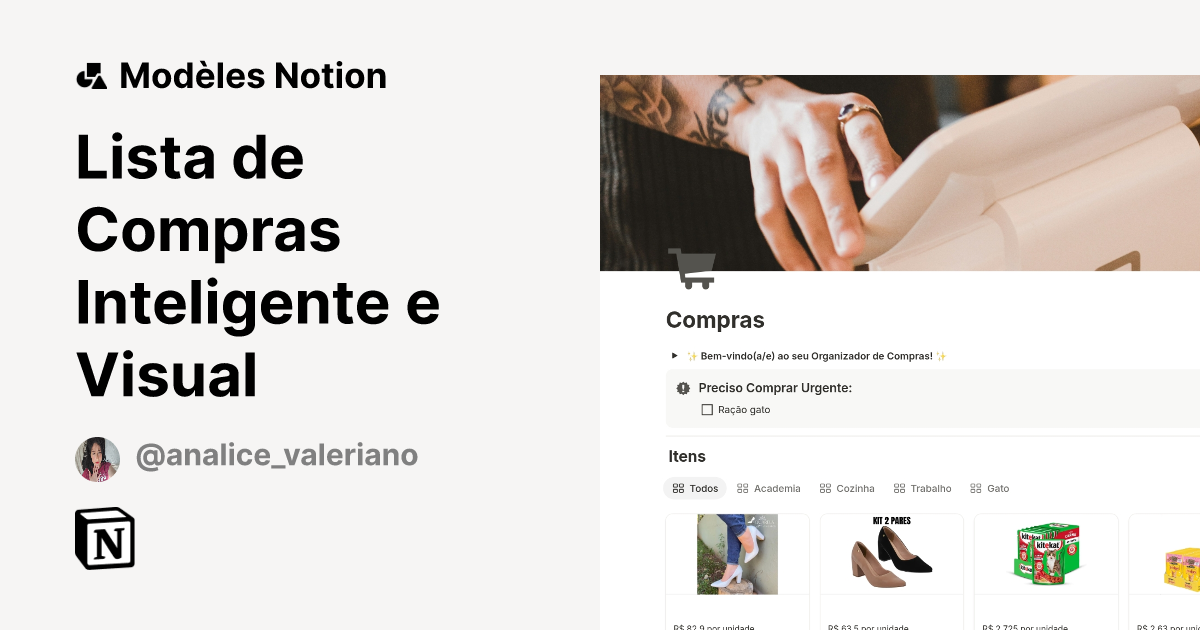 Modèle Lista de Compras Inteligente e Visual | Marketplace Notion
