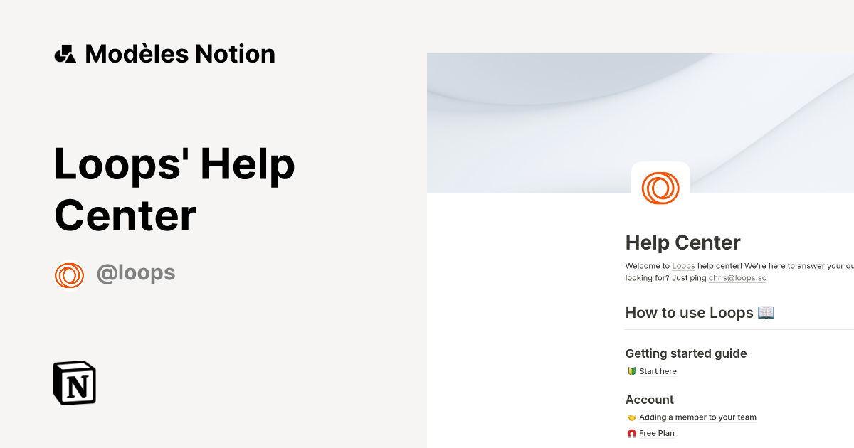 Modèle Loops' Help Center | Marketplace Notion
