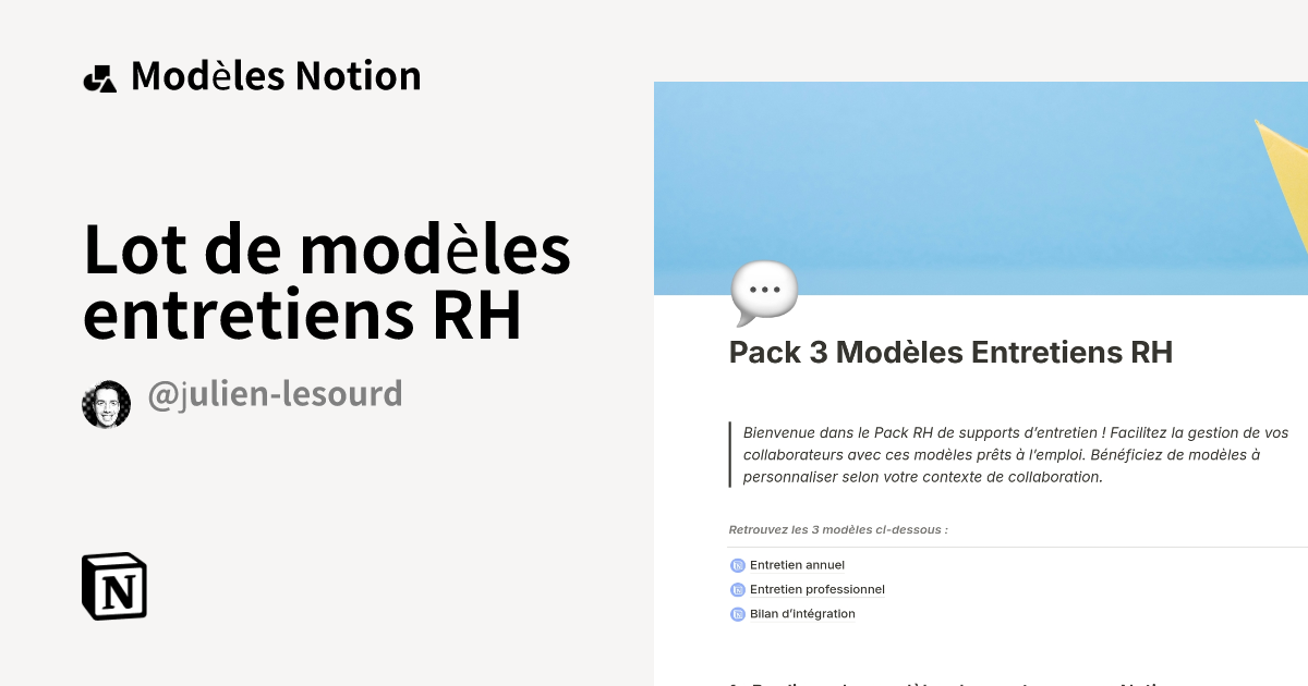Lot de modèles entretiens RH | Modèle créé par Julien Lesourd ...
