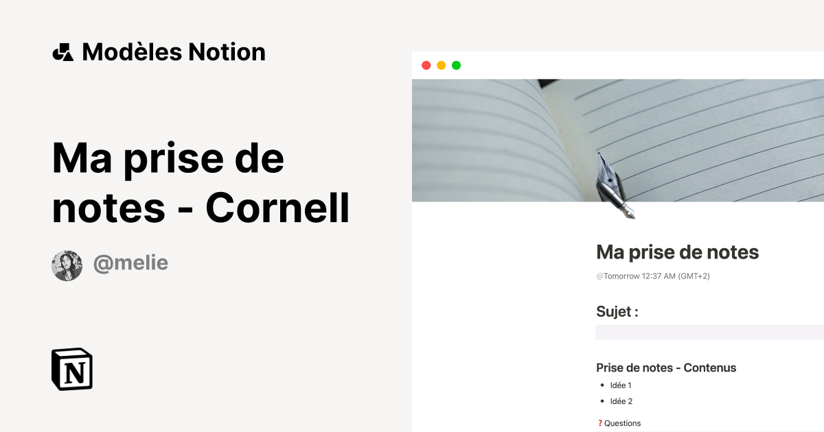Ma prise de notes - Cornell | Modèle créé par Mélie - CIP | Marketplace ...