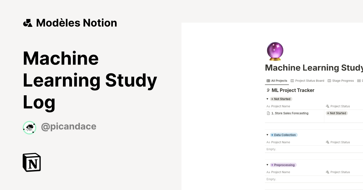 Modèle Machine Learning Study Log | Marketplace Notion