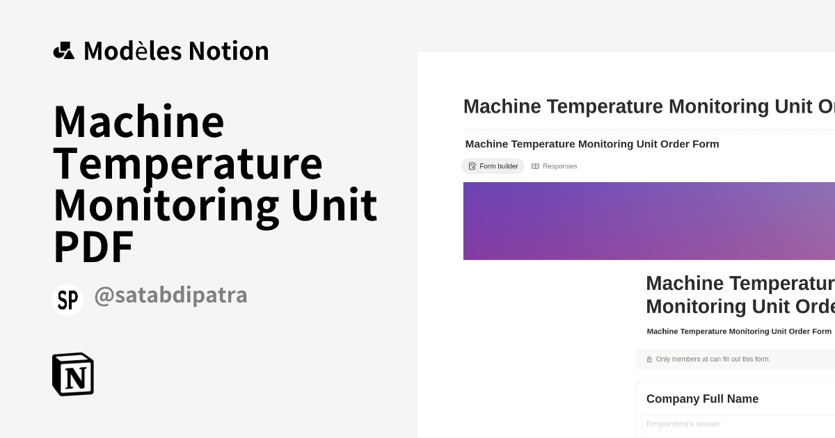 Modèle Machine Temperature Monitoring Unit PDF | Marketplace Notion