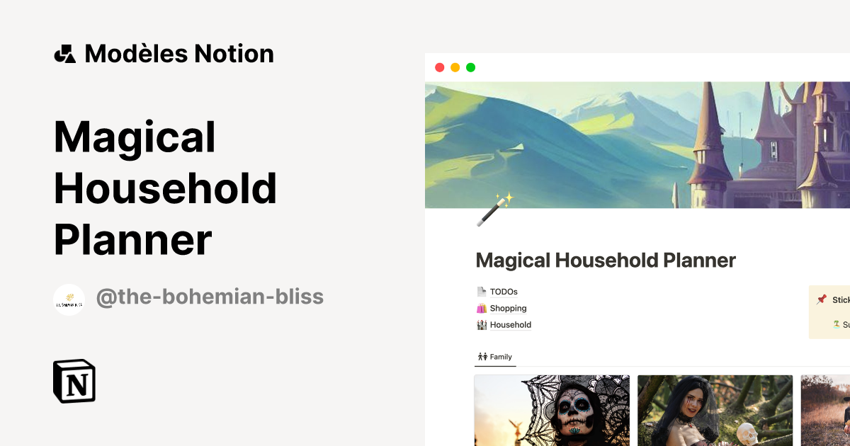 Magical Household Planner | Modèle créé par The Bohemian Bliss | Marketplace Notion