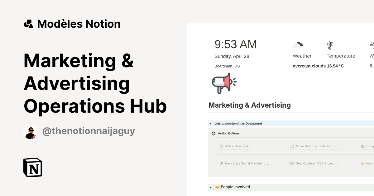 Marketing & Advertising Operations Hub | Modèle créé par The ...