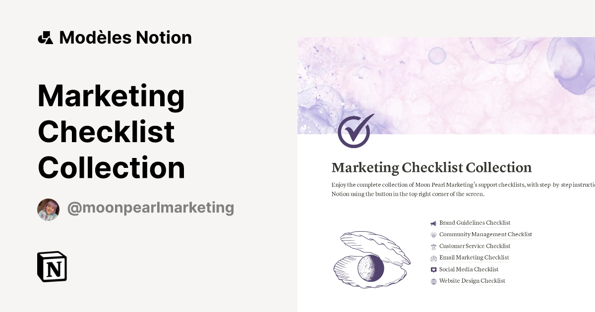 Marketing Checklist Collection | Modèle créé par Grace Payne ...