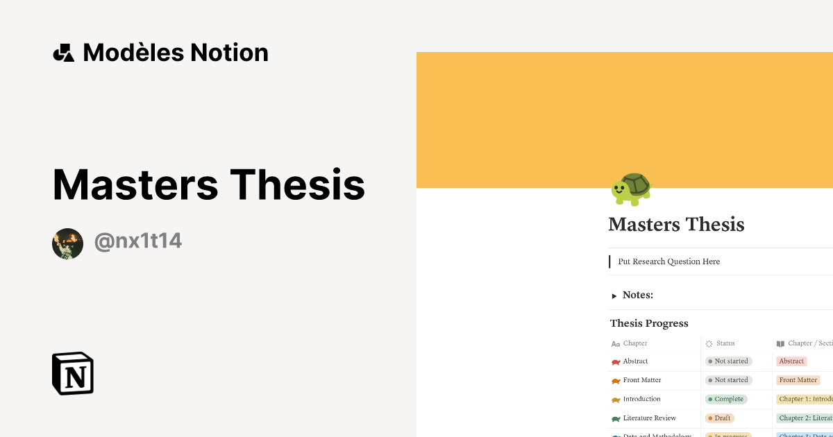 Masters Thesis | Modèle créé par nx1t14 | Marketplace Notion